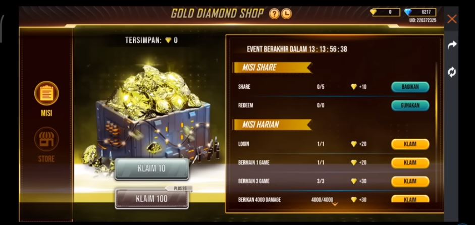 Gold Diamond Shop FF, Begini Cara Mainnya! - Dafunda.com