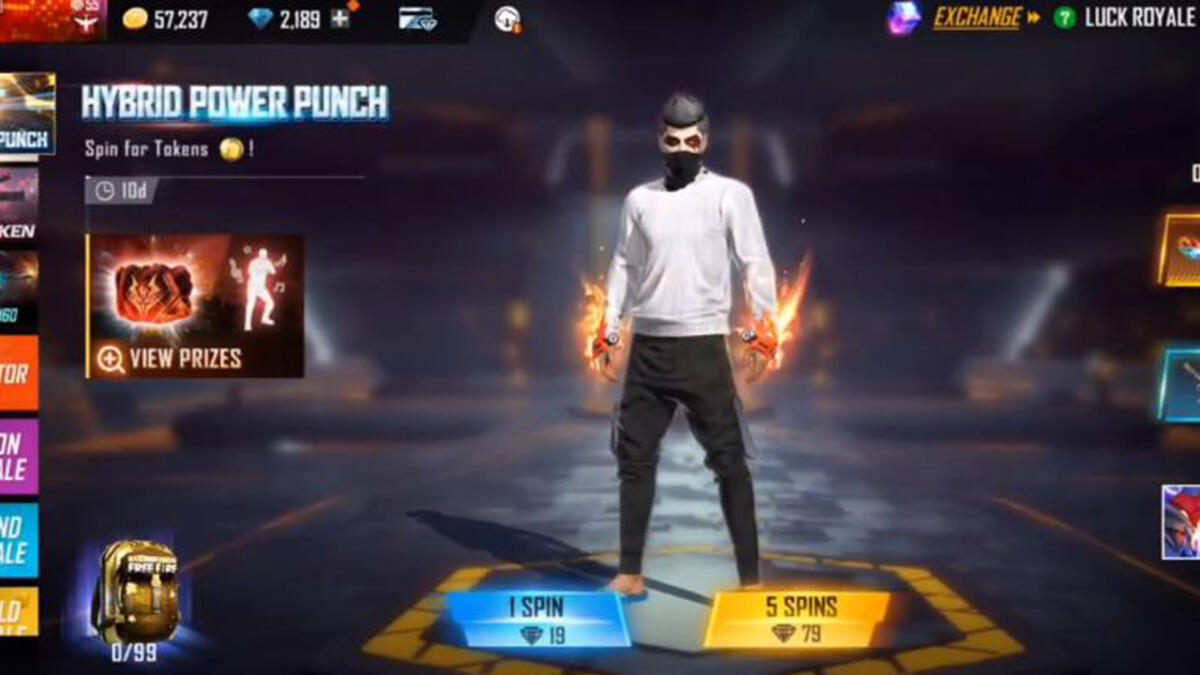 Cara Dapatkan Fist Skin Hybrid Power Punch FF di Luck Royale Free Fire ...