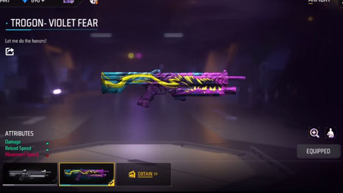 Dapatkan Gun Skin Bizon Trogon Violet Fear FF di Bonus Top Up Free Fire ...