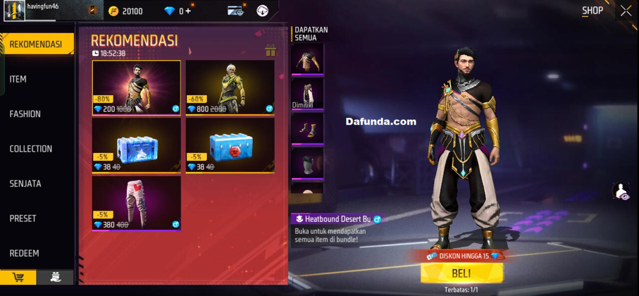 Sedang Diskon, Segera Klaim Bundle FF Heatbound Desert - Dafunda.com
