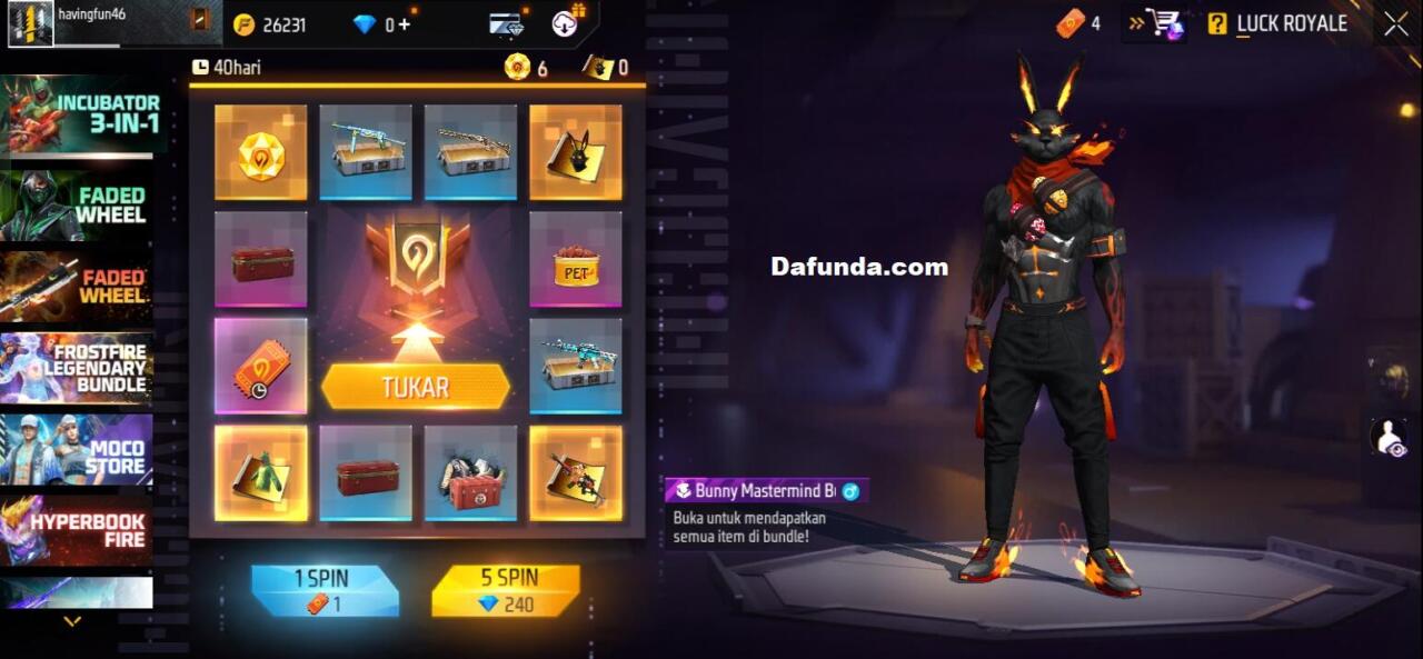 Tips Mendapatkan Bundle FF Bunny Mastermind Inucubator 3 in 1 - Dafunda.com