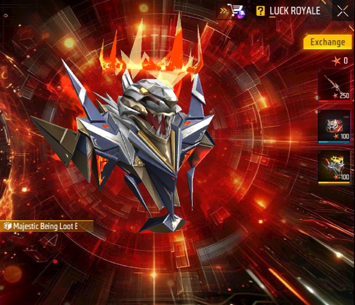 Free Fire Majestic Being Loot Box, Jumlah Token Exchange - Dafunda.com