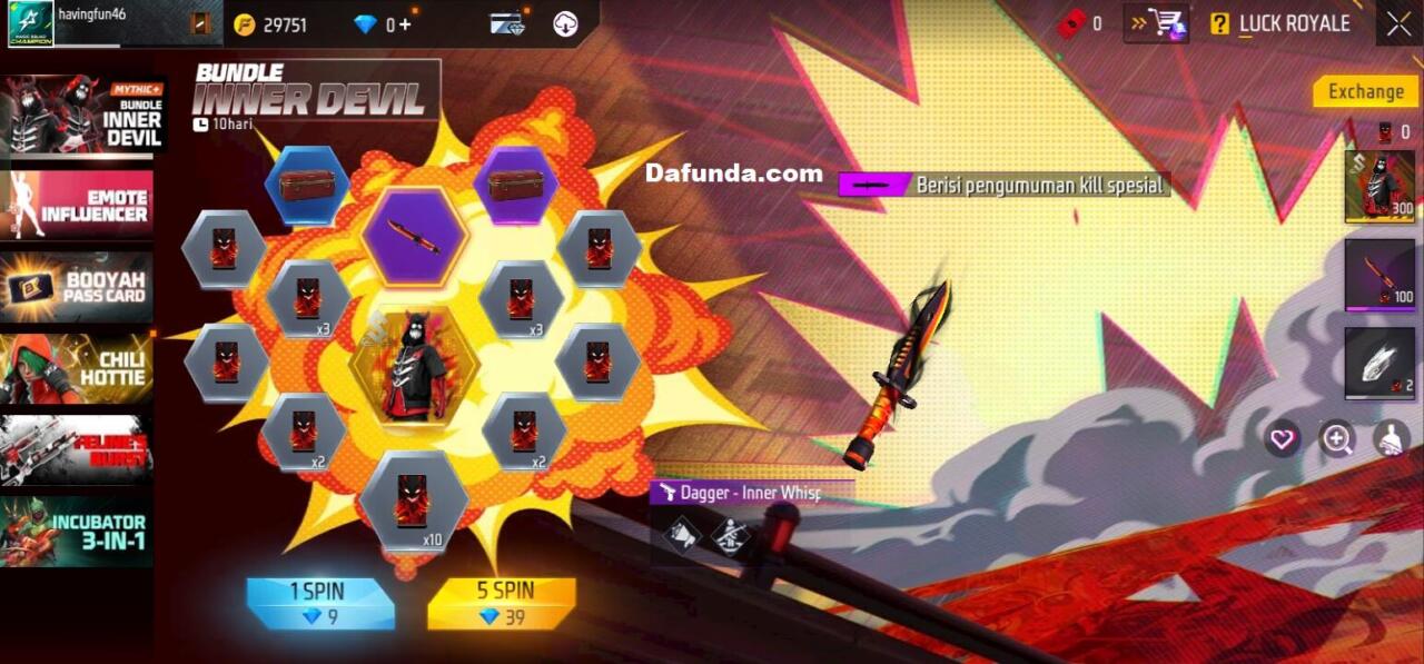 Tips Mendapatkan Free Fire Dagger Inner Whisper - Dafunda.com