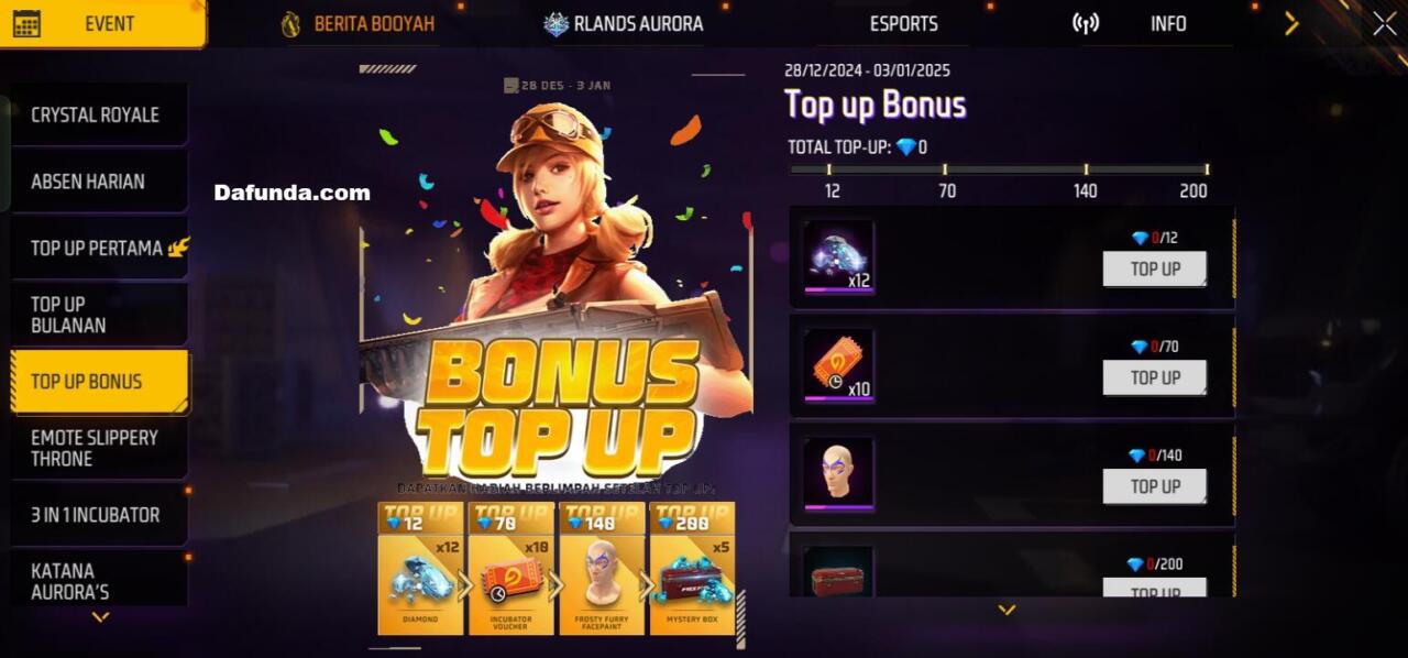 Event Free Fire Bonus Top Up Akhir Tahun 2024, Ini Dia Daftar Hadiahnya ...